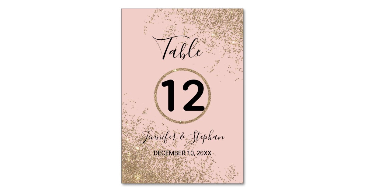 Gold Glitter Sparkles Blush Pink Table Numbers | Zazzle