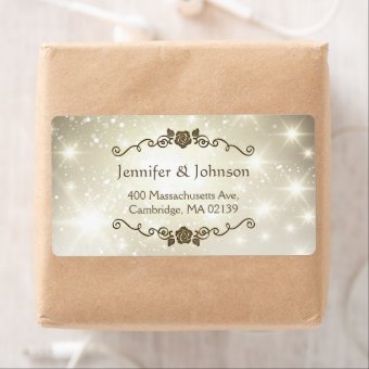 Gold Glitter Sparkles Wedding Label | Zazzle