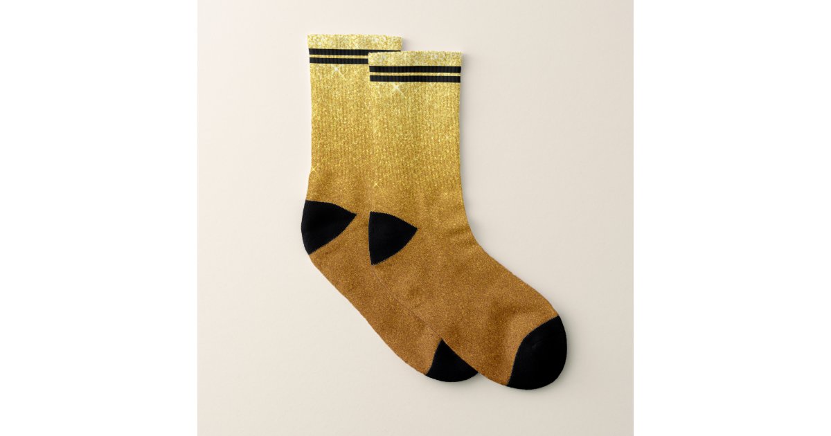 Gold Glitter Sparkling Socks | Zazzle