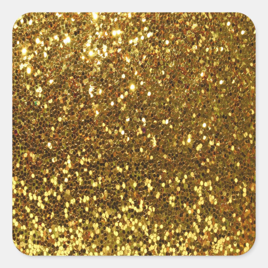 Gold Glitter Square Sticker | Zazzle