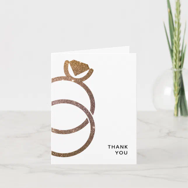 Gold Glitter Stacked Rings Modern Wedding Invitation | Zazzle