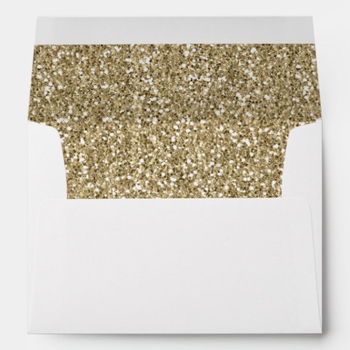 Gold Glitter Stripe and Printed Liner Pattern Envelope | Zazzle