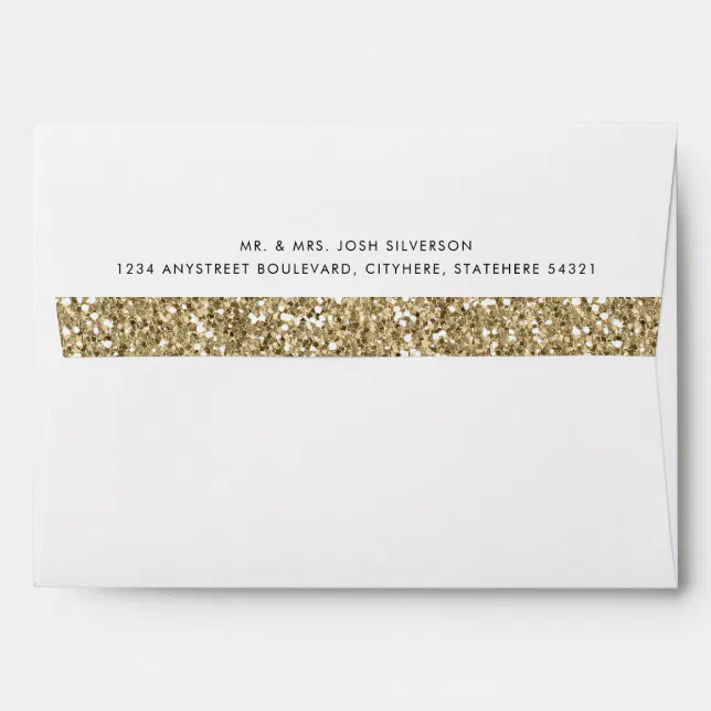 Gold Glitter Stripe and Printed Liner Pattern Envelope | Zazzle