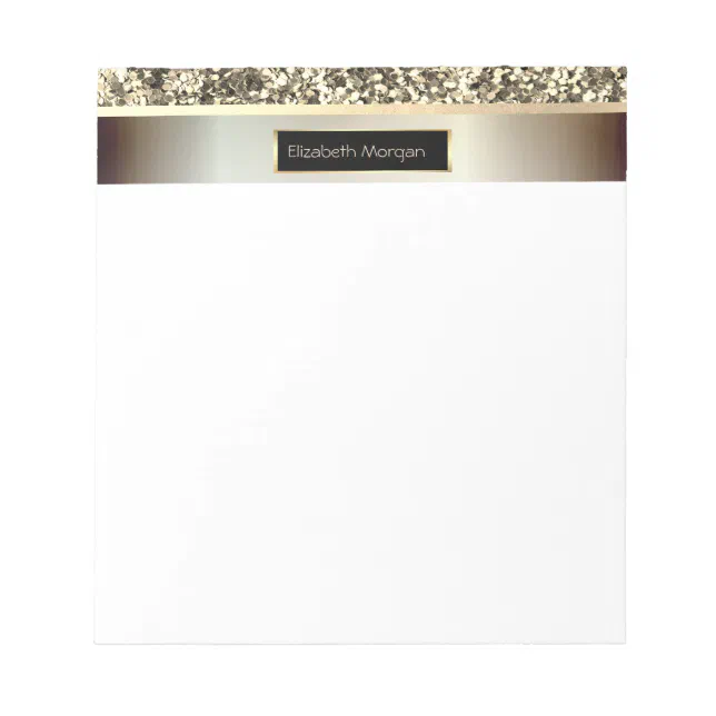 Gold Glitter Stripes, Frame - Personalized Notepad | Zazzle