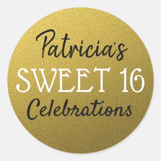 Gold Glitter Sweet 16 Birthday Classic Round Sticker | Zazzle