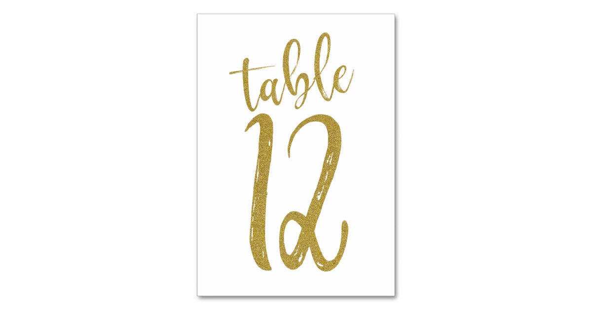 Gold Glitter Table Number 12 | Zazzle