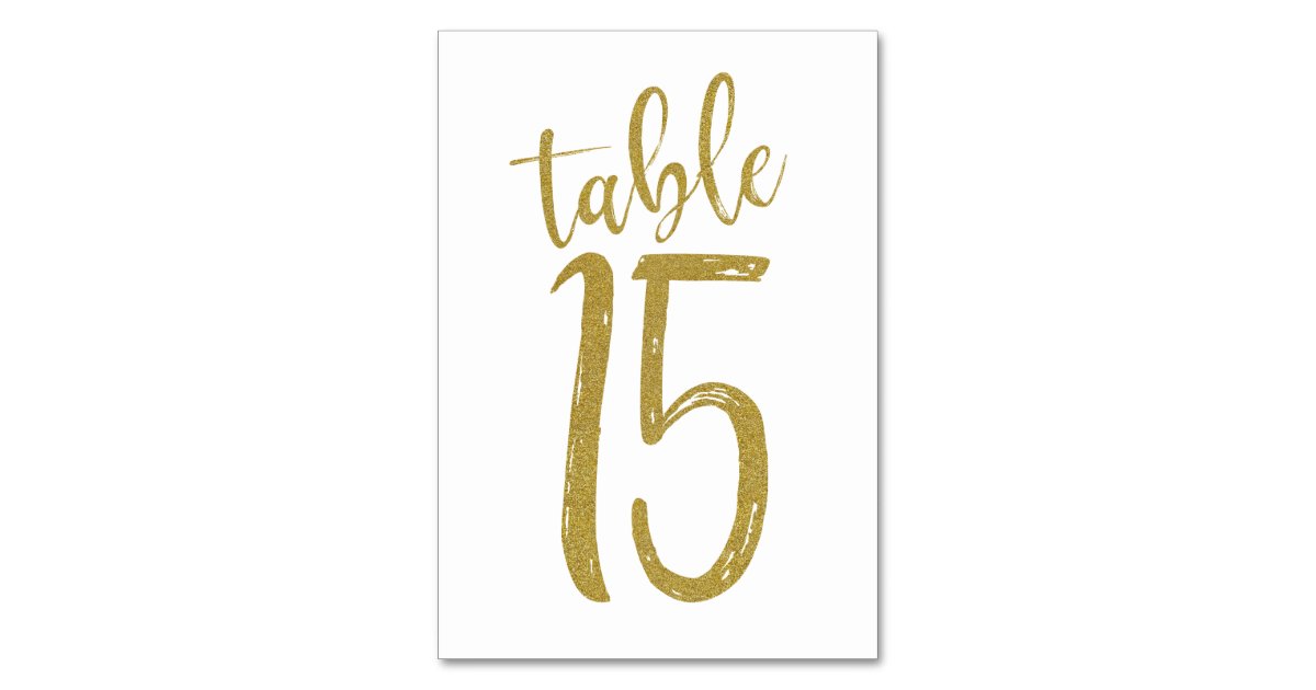 Gold Glitter Table Number 15 | Zazzle