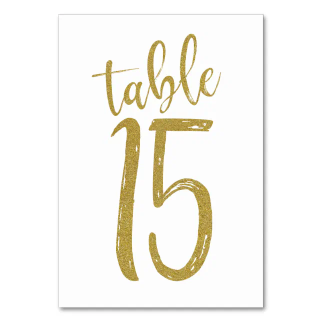 Gold Glitter Table Number 15 | Zazzle