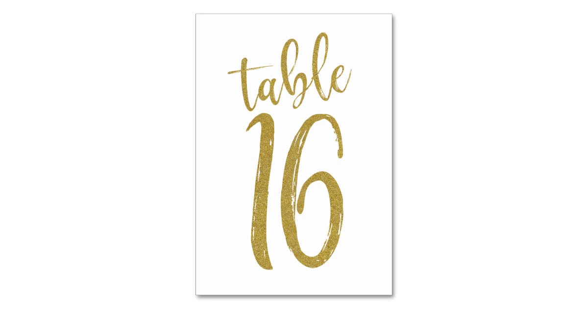 Gold Glitter Table Number 16 | Zazzle