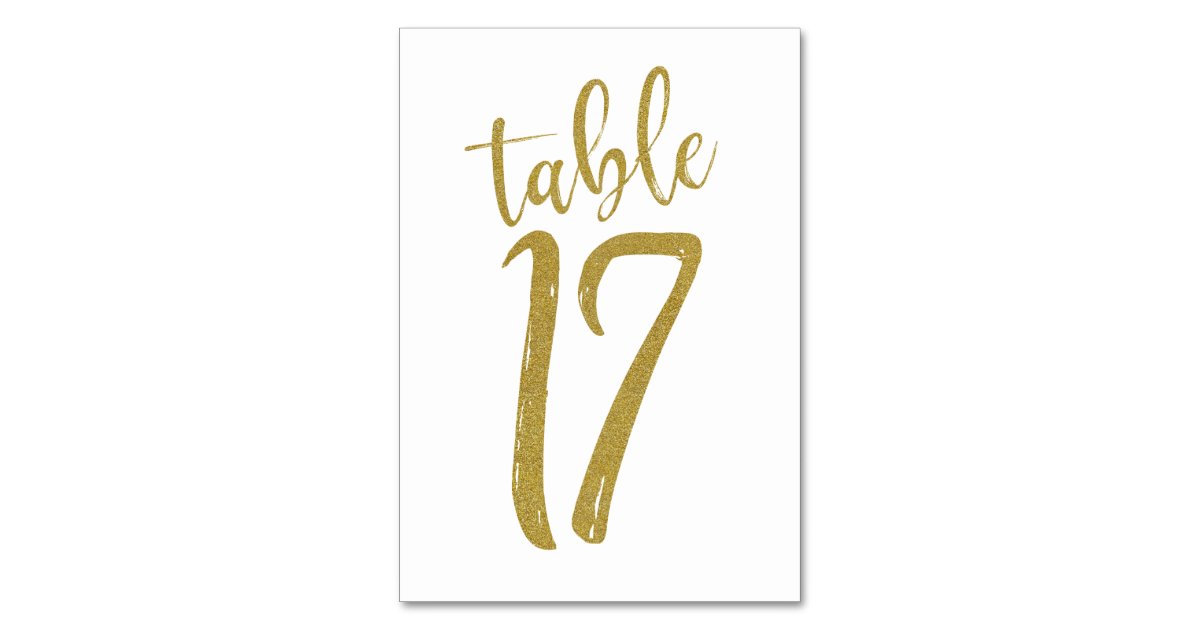 Gold Glitter Table Number 17 | Zazzle