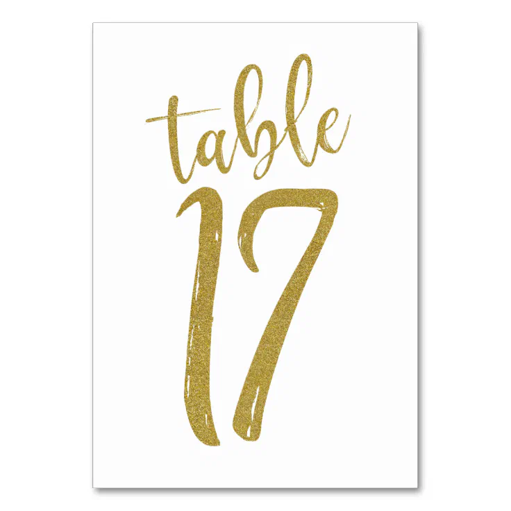 Gold Glitter Table Number 17 | Zazzle