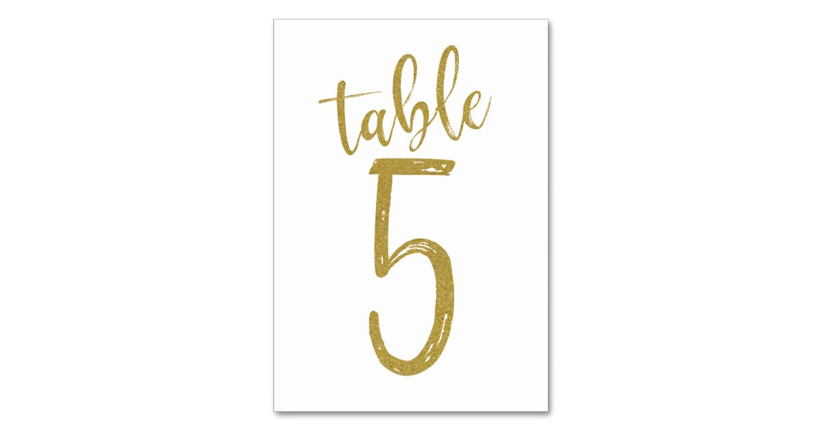 Gold Glitter Table Number 5 | Zazzle