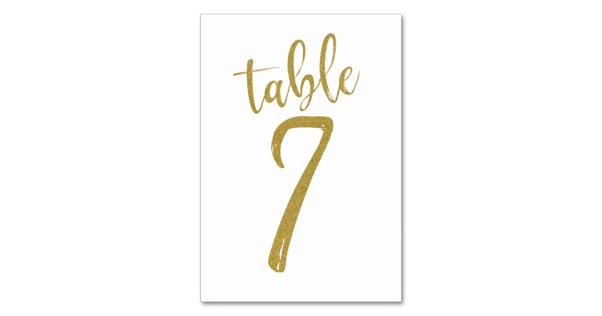 Gold Glitter Table Number 7 | Zazzle