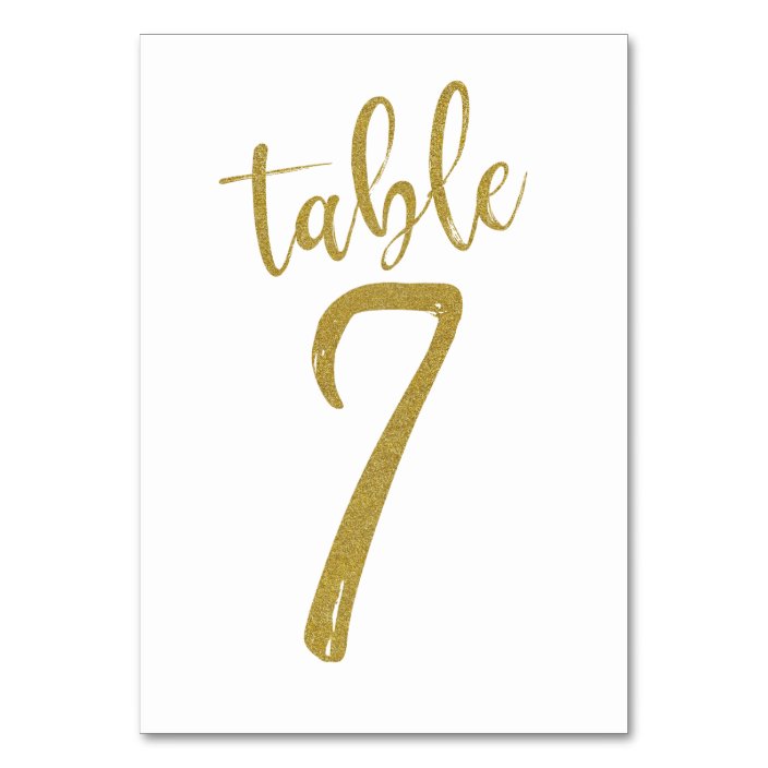 Gold Glitter Table Number 7 | Zazzle.com