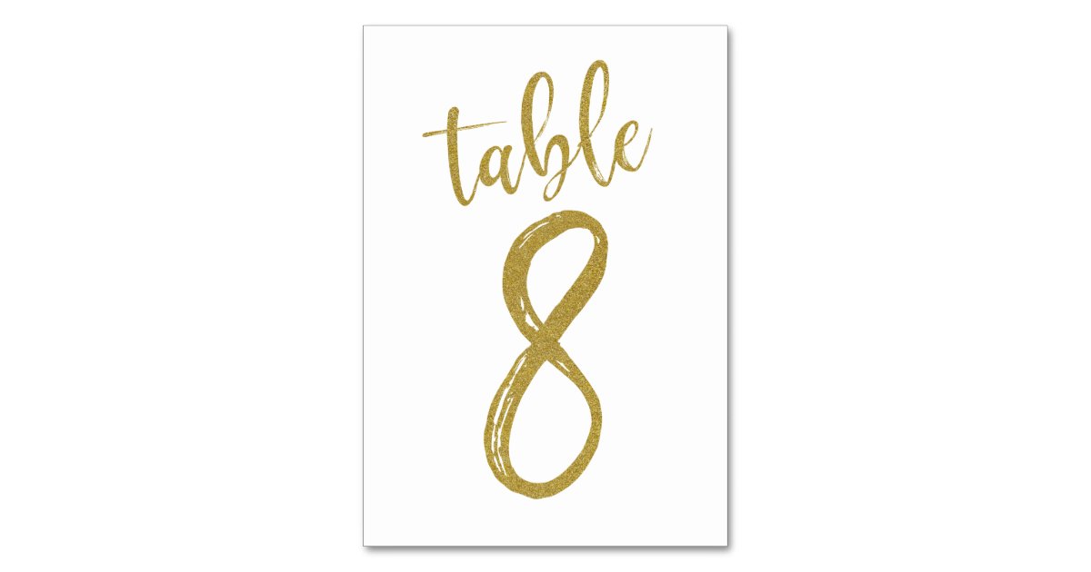 Gold Glitter Table Number 8 | Zazzle
