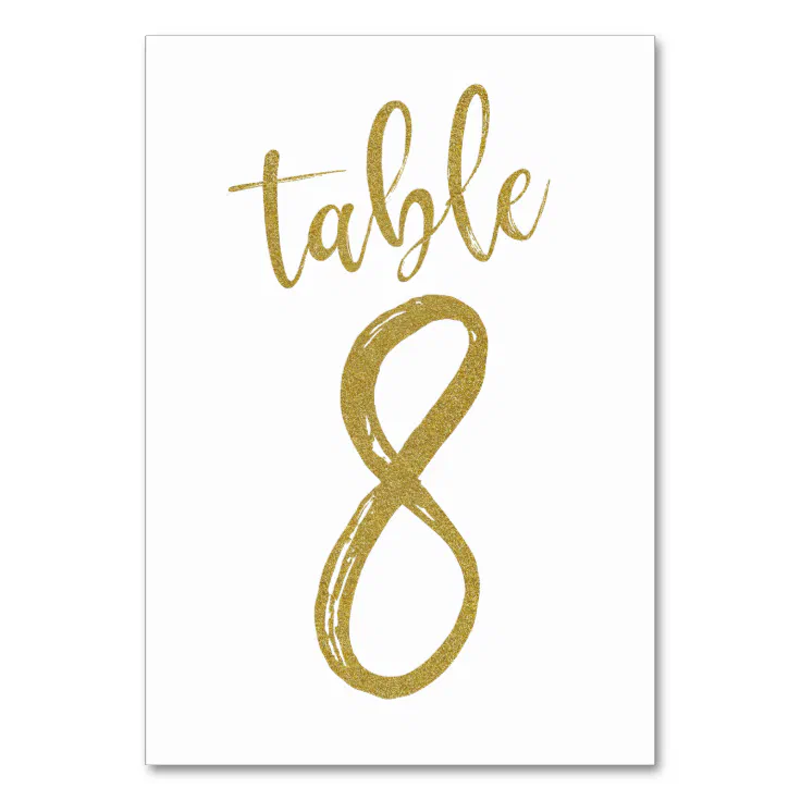 Gold Glitter Table Number 8 | Zazzle