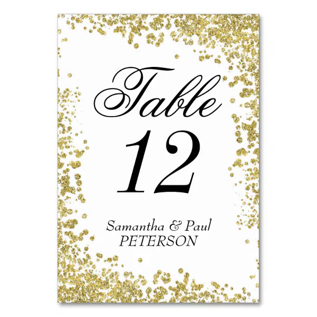 Gold Glitter Table Number Card, 3.5" x 5" | Zazzle