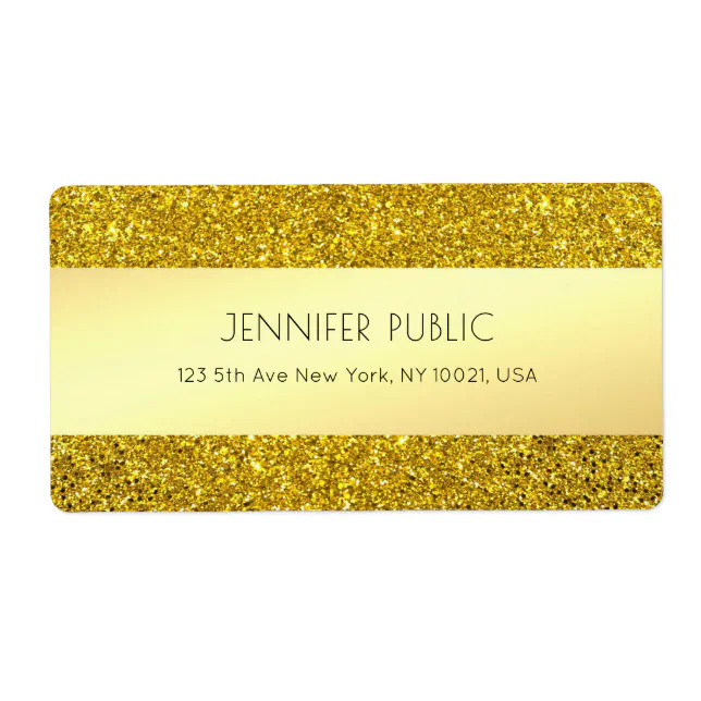 Gold Glitter Template Modern Professional Shipping Label | Zazzle