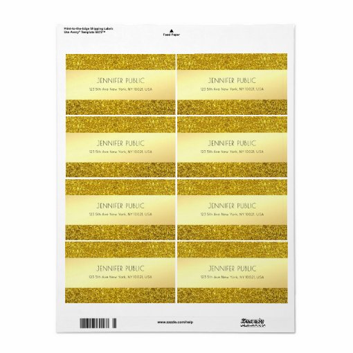 Gold Glitter Template Modern Professional Shipping Label | Zazzle