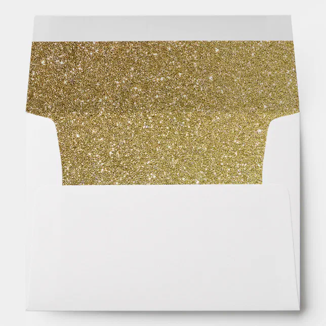 Gold Glitter Texture Wedding Envelope | Zazzle