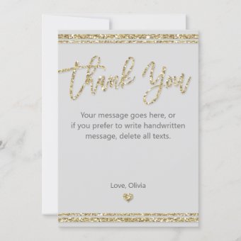 Gold Glitter Thank You Card | Zazzle