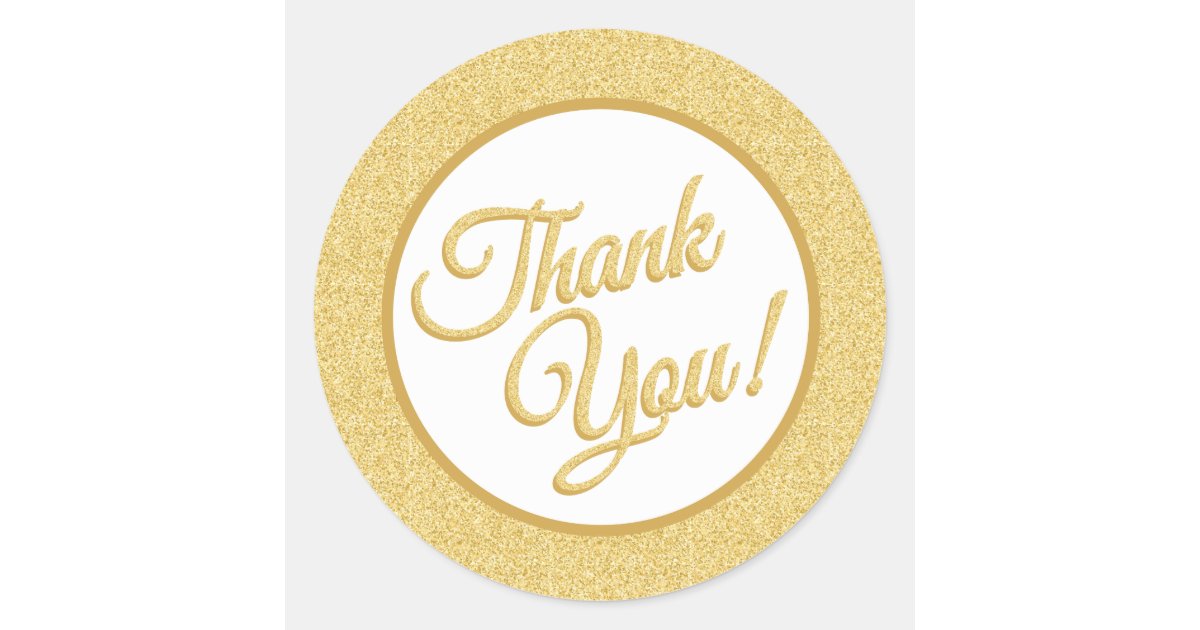 Gold Glitter Thank You Stickers | Zazzle