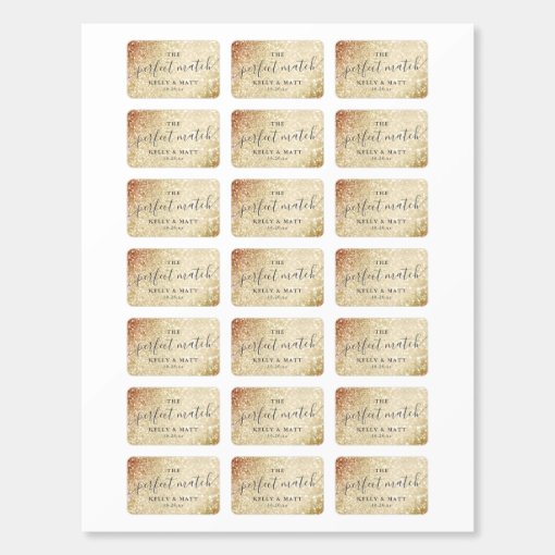 Gold Glitter The Perfect Match Wedding Matchbox | Zazzle