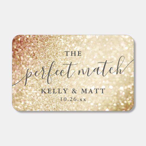 Gold Glitter The Perfect Match Wedding Matchbox | Zazzle