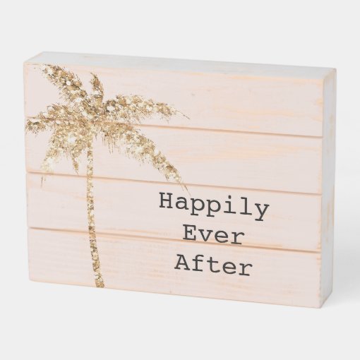 Gold Glitter Tropical Palm Tree Wooden Box Sign | Zazzle