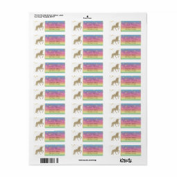 Gold Glitter Unicor, Rainbow, Gold Foil Confetti Label | Zazzle