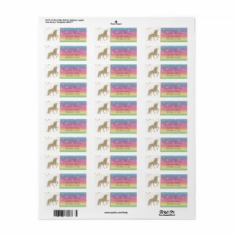 Gold Glitter Unicor, Rainbow, Gold Foil Confetti Label | Zazzle