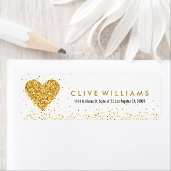Gold Glitter Valentines Heart Illustration Label | Zazzle