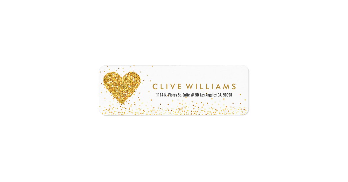 Gold Glitter Valentines Heart Illustration Label | Zazzle