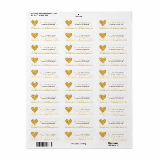 Gold Glitter Valentines Heart Illustration Label | Zazzle