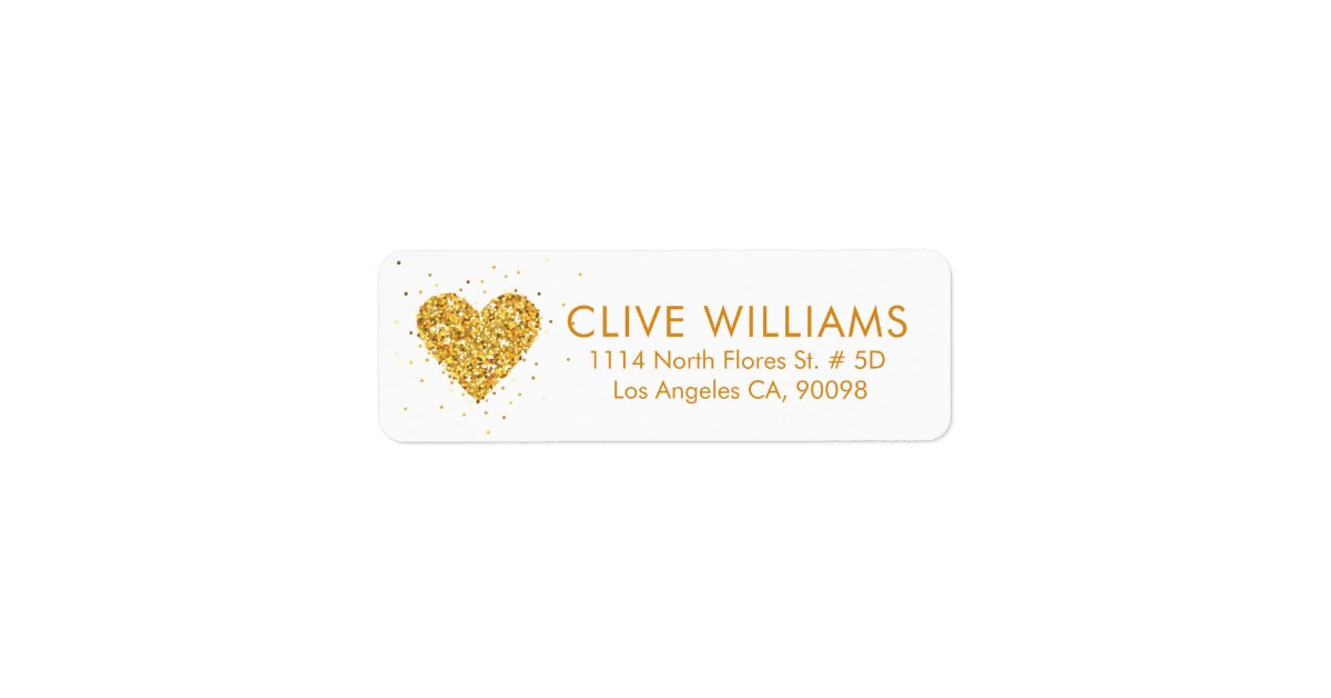 Gold Glitter Valentines Heart Illustration Label | Zazzle