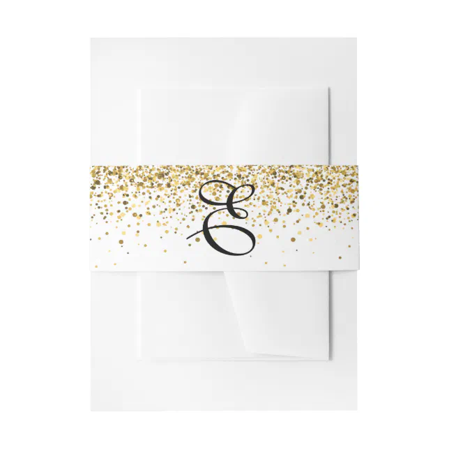 Gold Glitter Wedding Invitation Band Invitation Belly Band | Zazzle