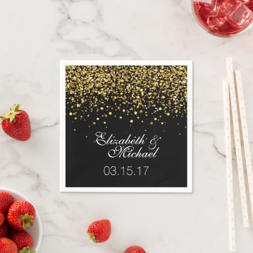 Gold Glitter Wedding Napkins Zazzle