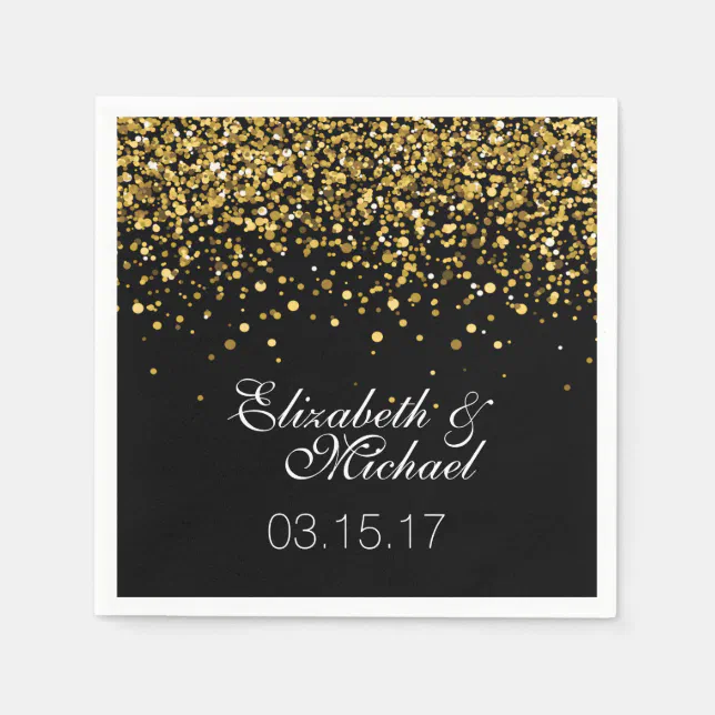 Gold Glitter Wedding Napkins Zazzle