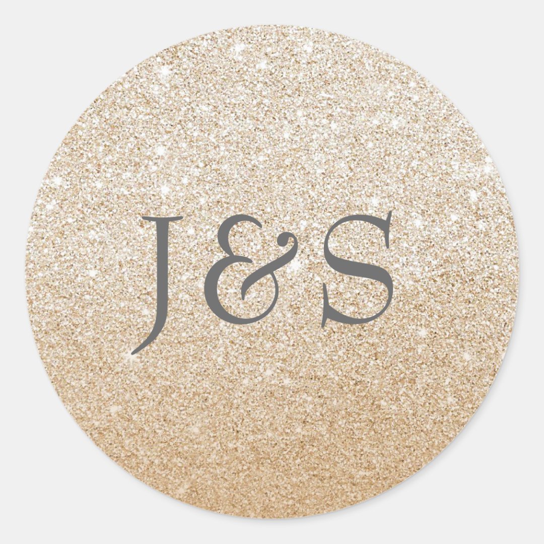 Gold glitter wedding personalized initial stickers | Zazzle