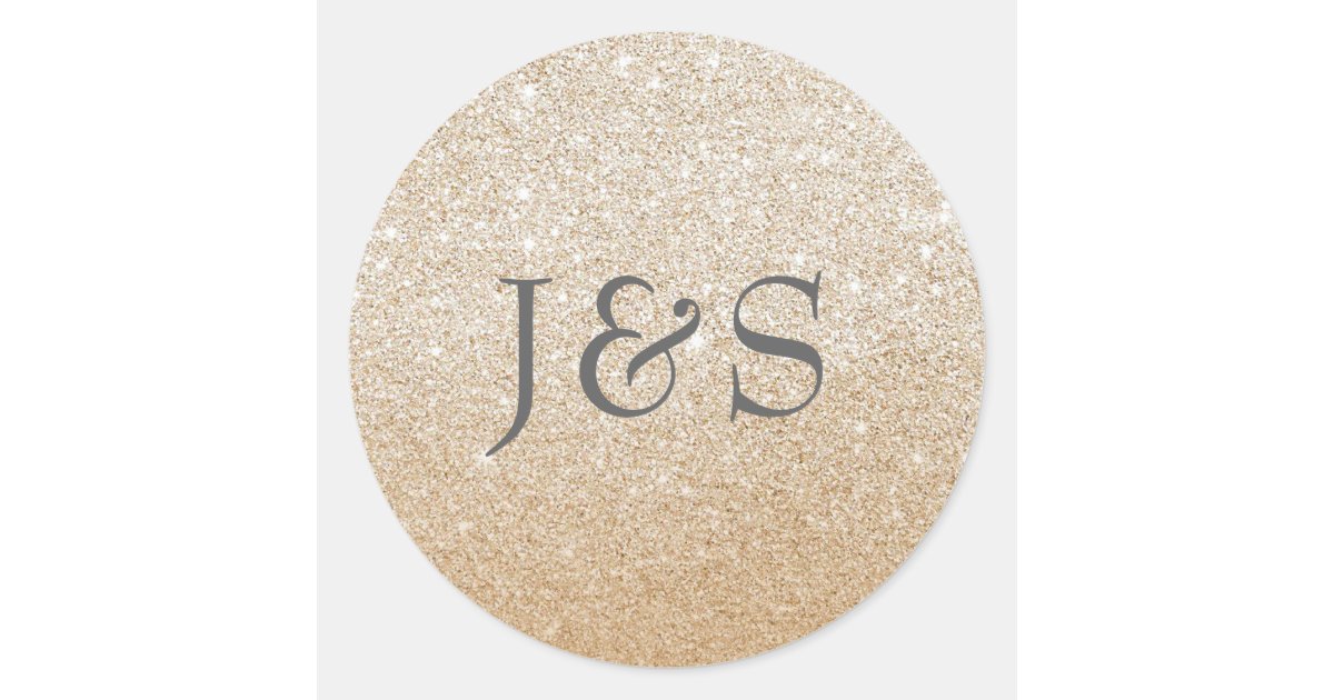 Gold glitter wedding personalized initial stickers | Zazzle