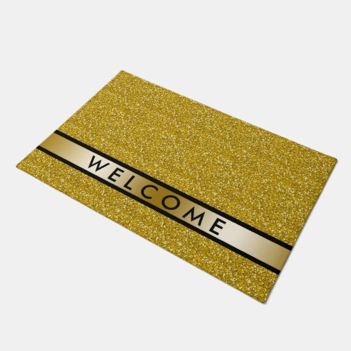 Gold Glitter Welcome Doormat | Zazzle