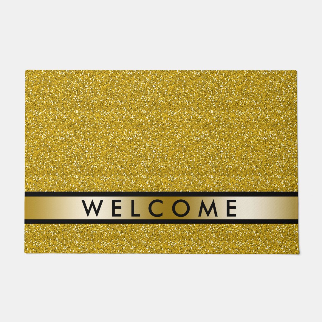 Gold Glitter Welcome Doormat | Zazzle