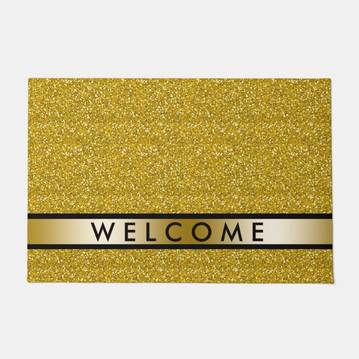 Gold Glitter Welcome Doormat | Zazzle
