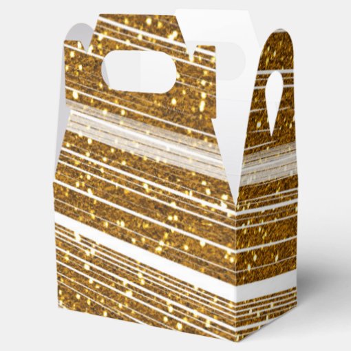 Gold Glitter & White Sparkle Party Favor Boxes | Zazzle