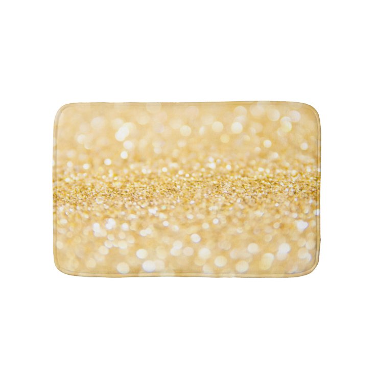 Gold Glitter With Sparks Bath Mat | Zazzle