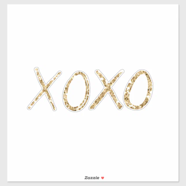 Gold Glitter XOXO Sticker | Zazzle