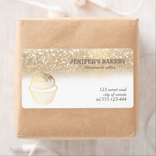 Gold glittery Homemade cupcakes packaging Label | Zazzle