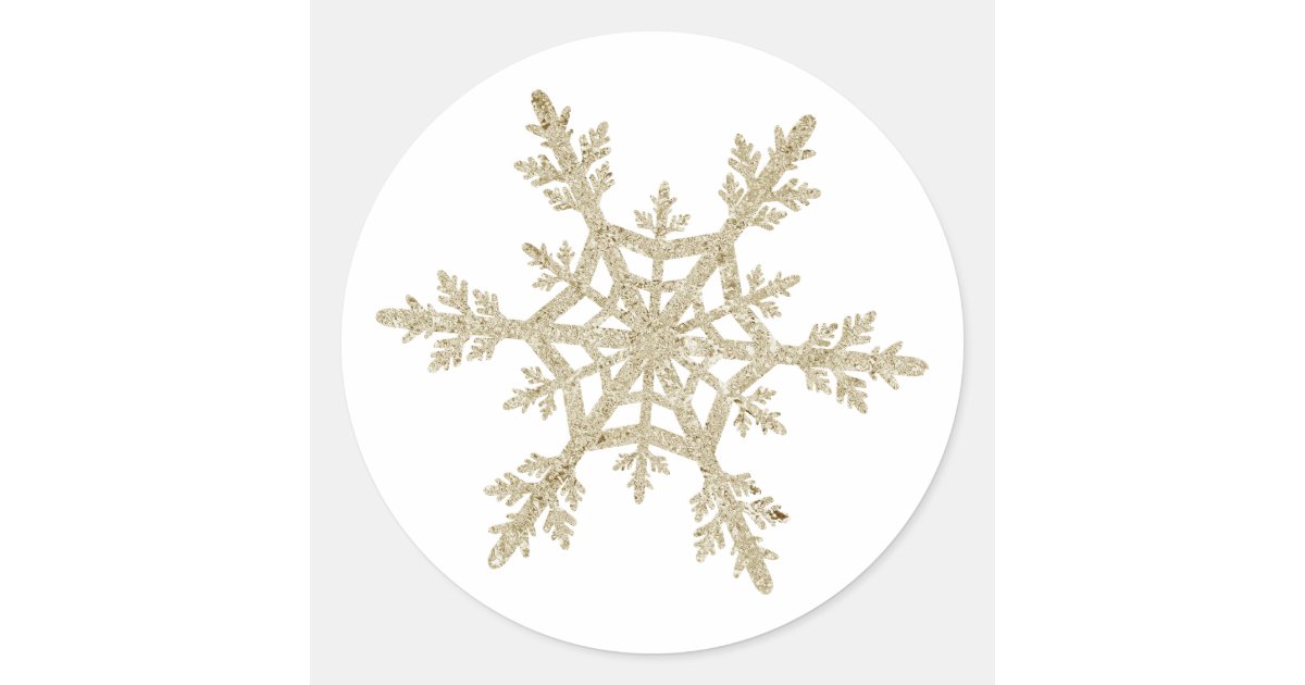 Gold Glittery Snowflake Classic Round Sticker | Zazzle