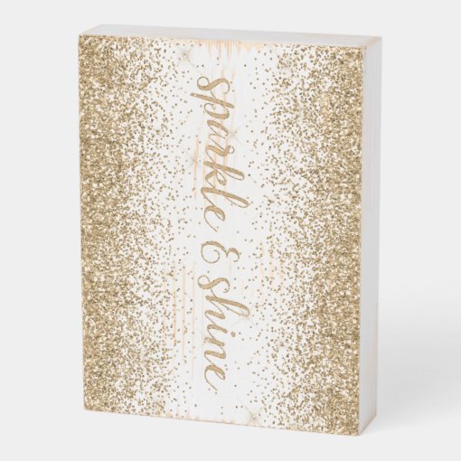 Gold Glitz Glitter Sparkle Wooden Box Sign | Zazzle