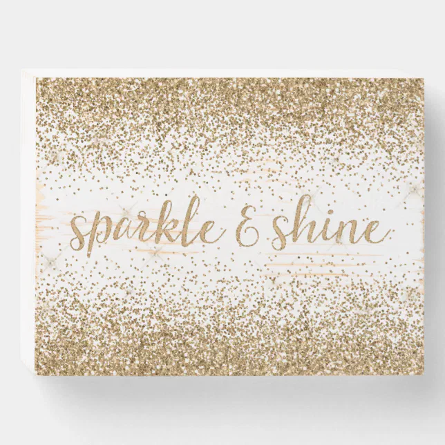 Gold Glitz Glitter Sparkle Wooden Box Sign | Zazzle